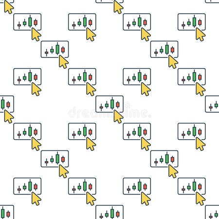 Candlestick Chart with Mouse Cursor Vector Colored Seamless Pattern ...