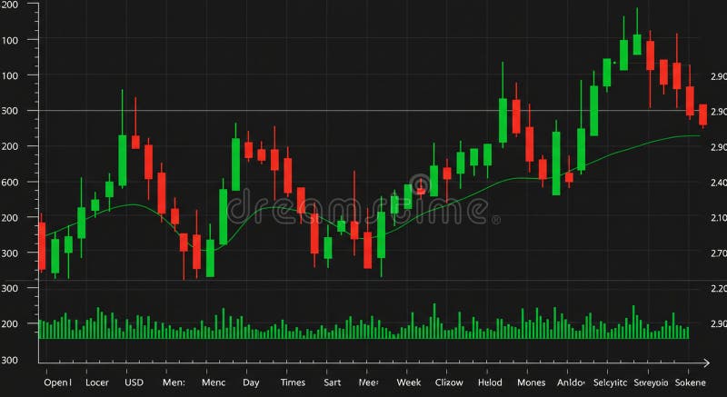 Candlestick Chart Showing Financial Data with Vertical Green and Red ...
