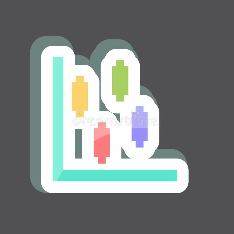 Candlestick Chart Sticker in Trendy Isolated on Black Background Stock ...
