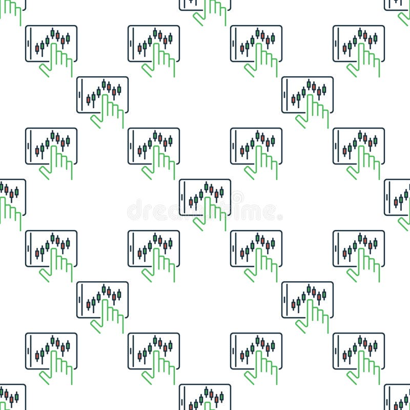 Candlestick Chart on Tablet Screen Vector Colored Seamless Pattern ...