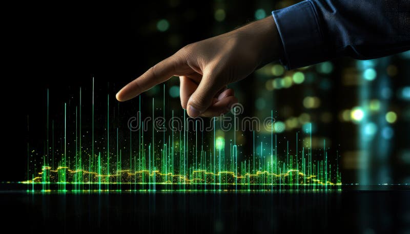 Candlestick Chart on Touchscreen Shows the Price Movements of Stock ...