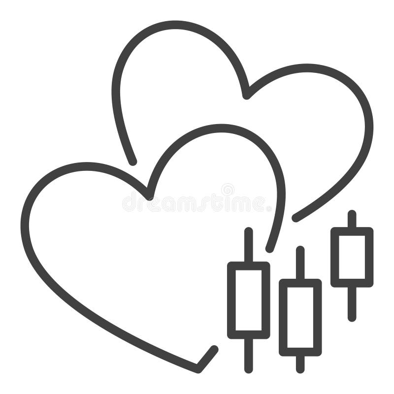 Candlestick Chart with Two Hearts Vector Trading Outline Icon or Symbol ...
