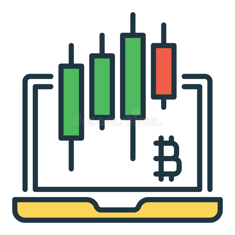 Candlestick Charts on Laptop Screen Vector Colored Icon or Logo Element ...
