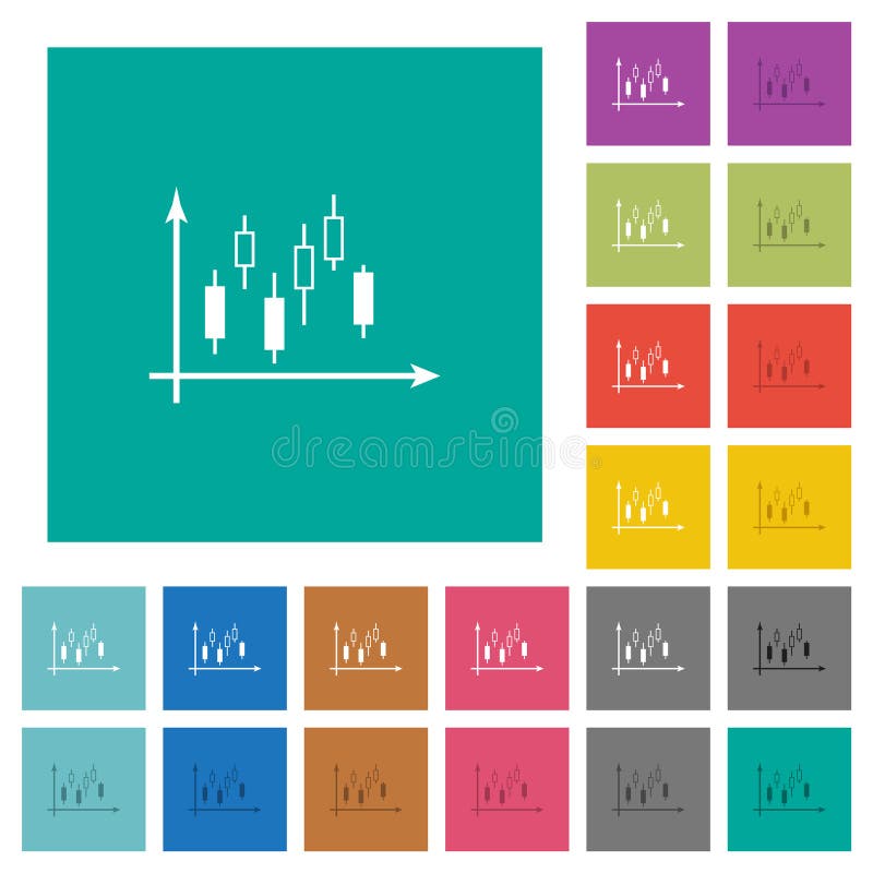 Candlestick Graph with Axes Square Flat Multi Colored Icons Stock ...