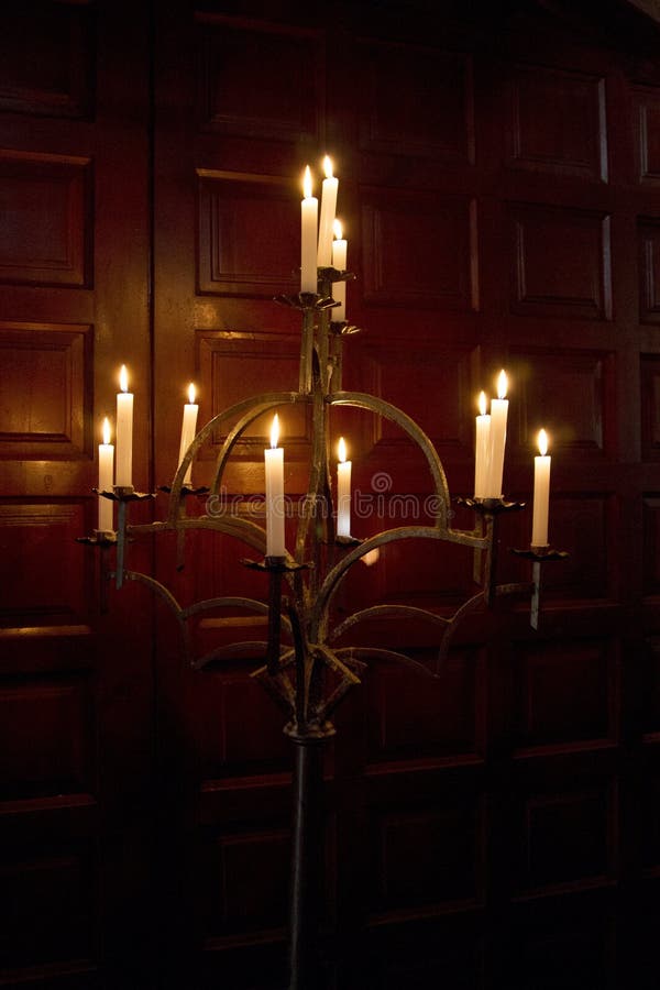 Candlestick with Lighted Candles Stock Photo - Image of candles ...