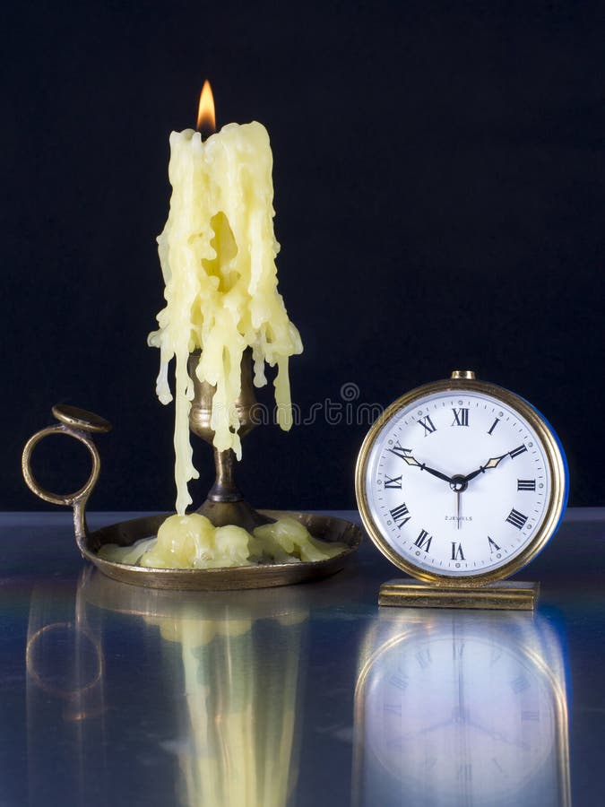 Candlestick, and Old Watch. Stock Photo - Image of countdown, isolated ...