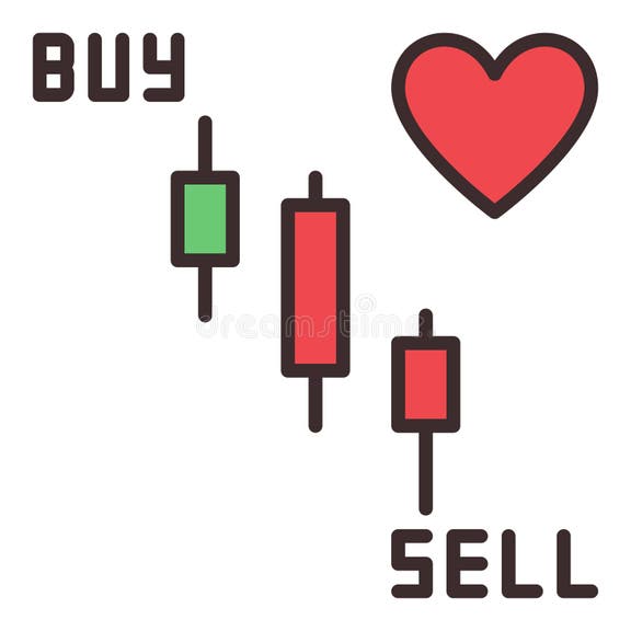 Candlestick Pattern Chart and Heart Vector Buy and Sell Trading Colored ...