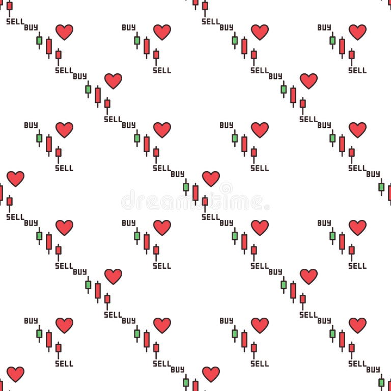 Candlestick Pattern Chart and Heart Vector Buy and Sell Trading Colored ...