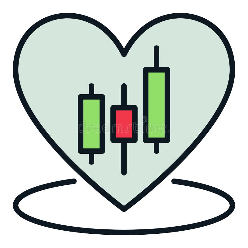 Candlestick Pattern Inside Big Heart Vector I Love Trading Colored Icon ...