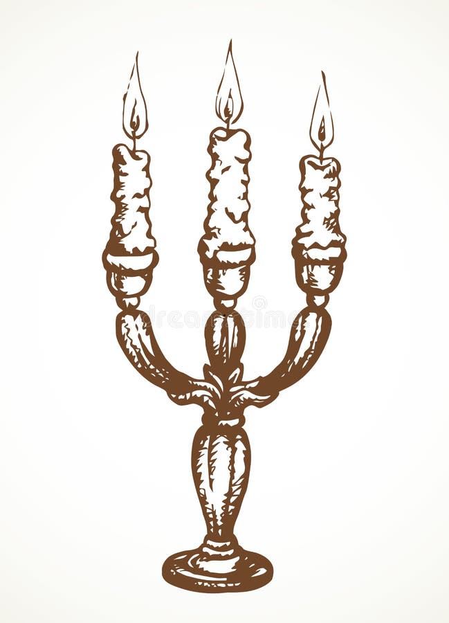 Candlestick with Three Candles. Vector Drawing Stock Vector ...