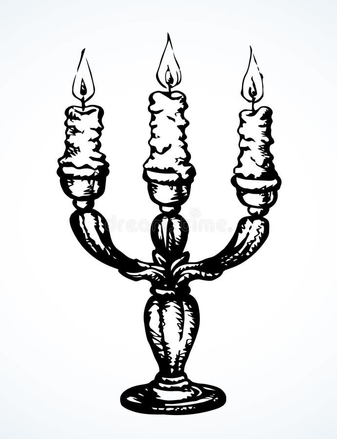 Candlestick with Three Candles. Vector Drawing Stock Illustration ...