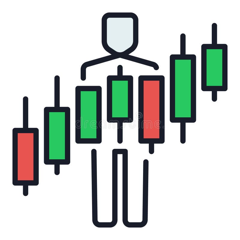 Candlestick Trading Chart and Man Vector Colored Icon or Design Element ...
