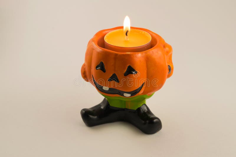 Candlesticks Decorated for Halloween in the Form of Pumpkins Stock ...