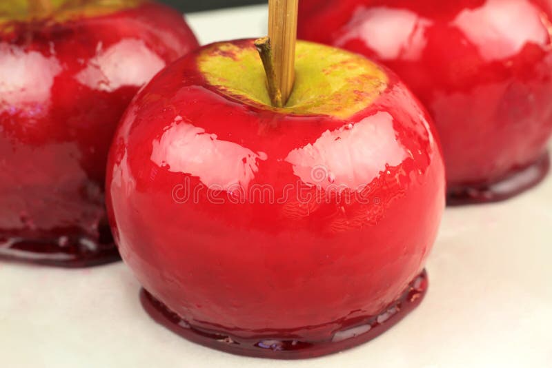 Candy Apple Coated with Granulated Sugar on White Background. Stock ...