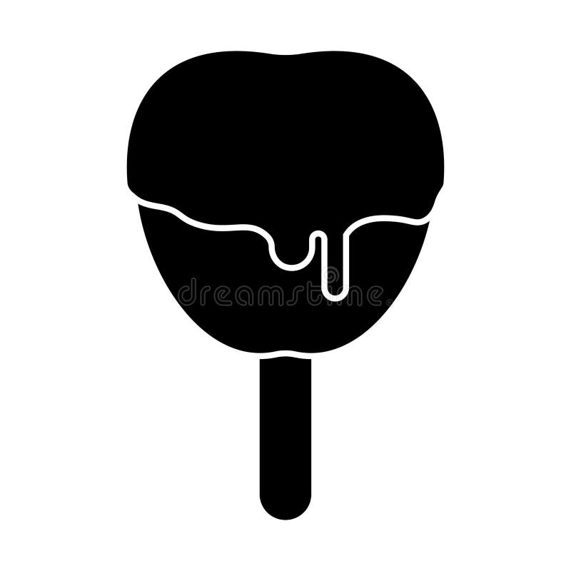 Candy Apple Coated By Sweet Caramel Icon Symbol Vector Illustration