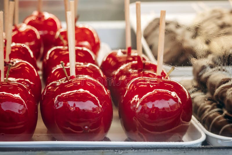 Candy Apples in the Historic Prater Amusement Park in Vienna Stock ...