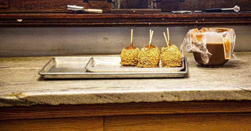 Candy Apples on Tray stock image. Image of glazed, coated - 148052367