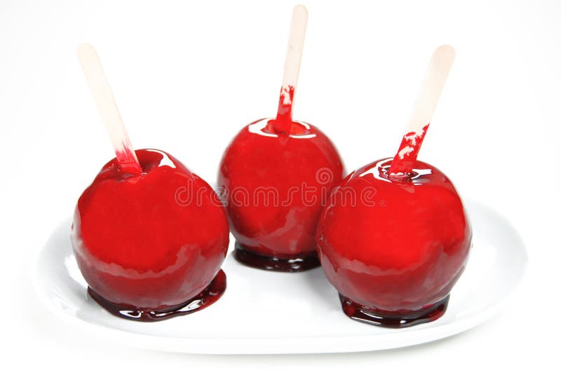 Candy Apples in White Background Close Stock Image - Image of typical ...