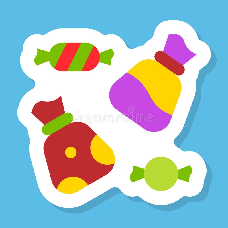 Candy Bag Sticker Vector, Isolated Flat Stye Icon Stock Vector ...
