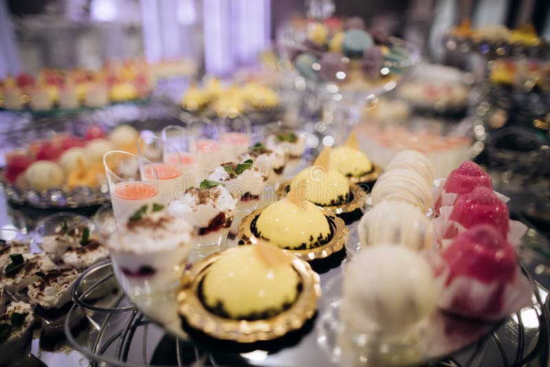 Candy Bar, Cake on Wedding Reception, Catering Food Stock Photo - Image ...