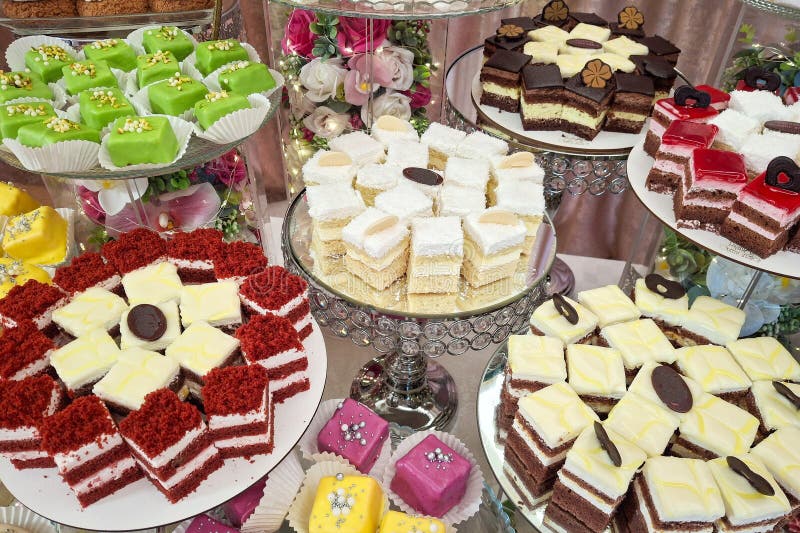 Candy Bar with Different Assortments of Cakes at a Wedding Stock Image ...
