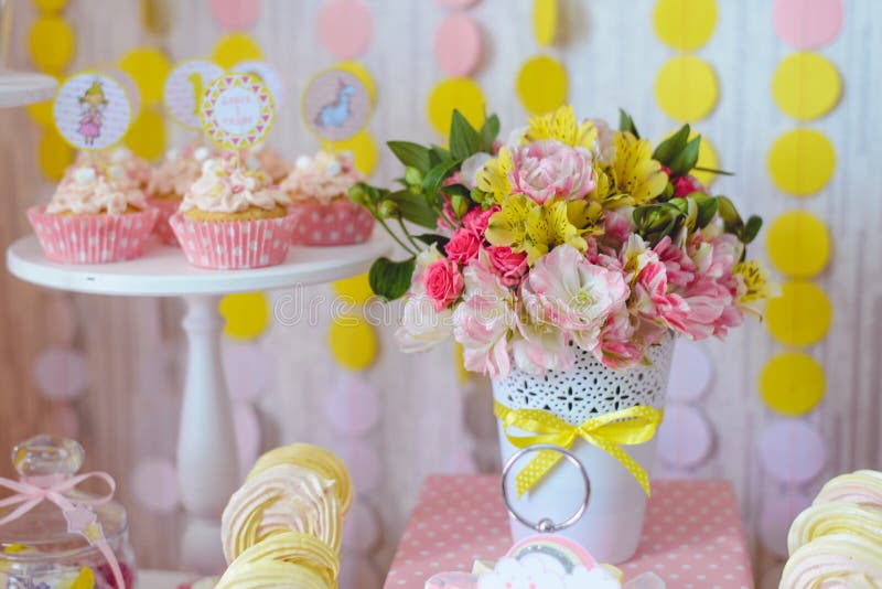 Candy Bar for First Year Birthday Stock Photo - Image of celebration ...