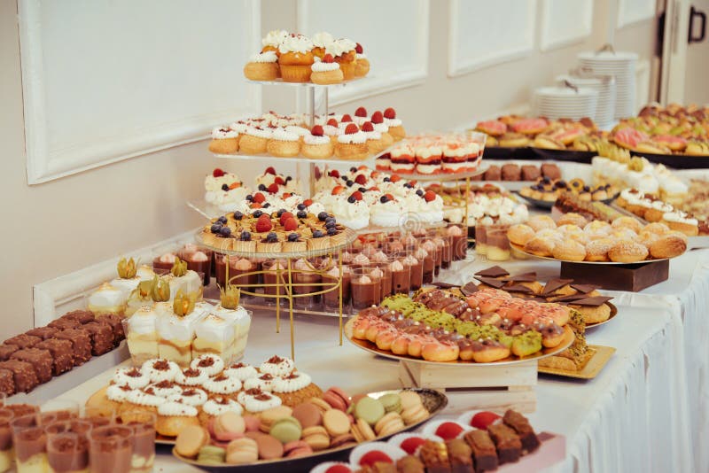 Candy Bar on a Party Reception Stock Image - Image of calories, bakery ...