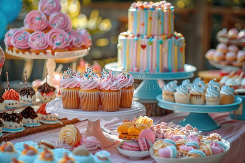 Candy Bar, Sweet Table at a Wedding or Birthday Stock Image - Image of ...