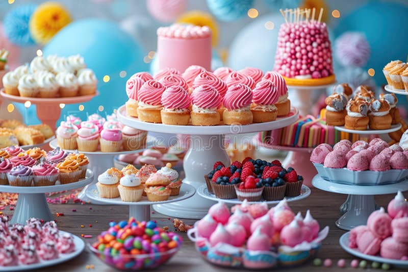 Candy Bar, Sweet Table at a Wedding or Birthday Stock Image - Image of ...