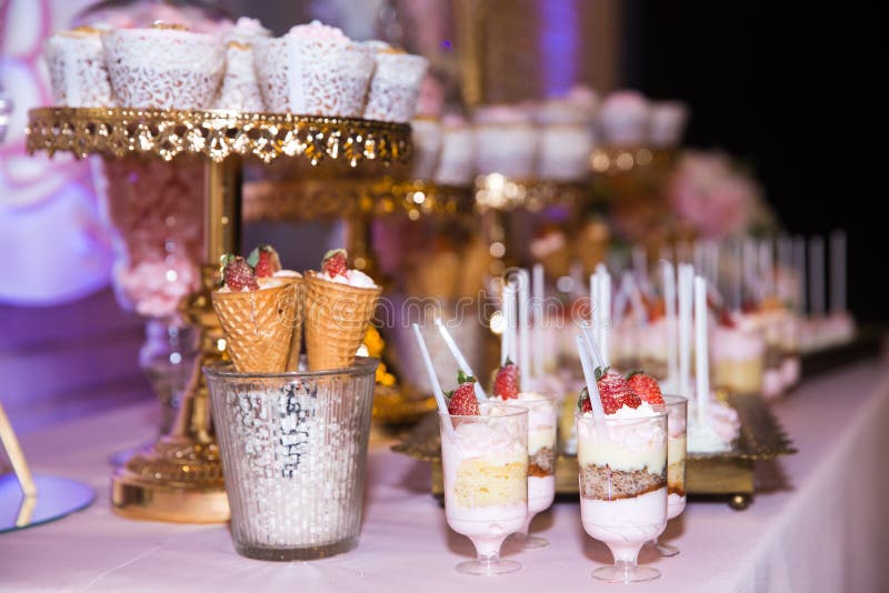 Candy Bar. Table with Sweets, Candies, Dessert Stock Photo - Image of ...