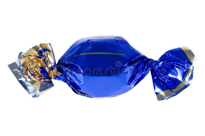 Candy in Blue Foil Isolated. Candy Wrapped in a Label. Stock Image ...