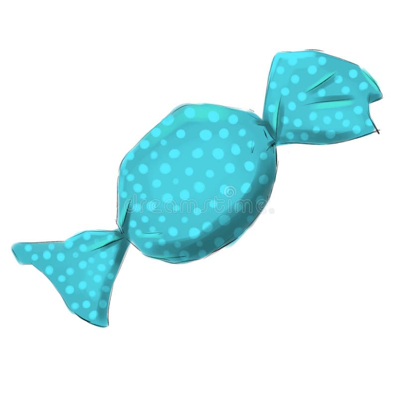 Candy in Blue Wrapper with Dots, Simple Illustration Stock Illustration ...
