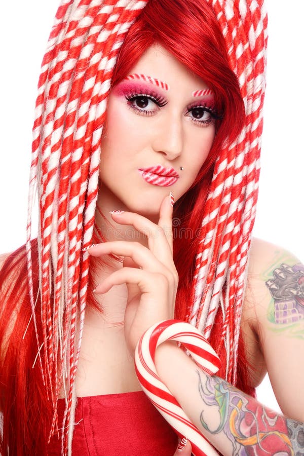 Candy cane stock photo. Image of diversity, female, hairstyle - 19523320