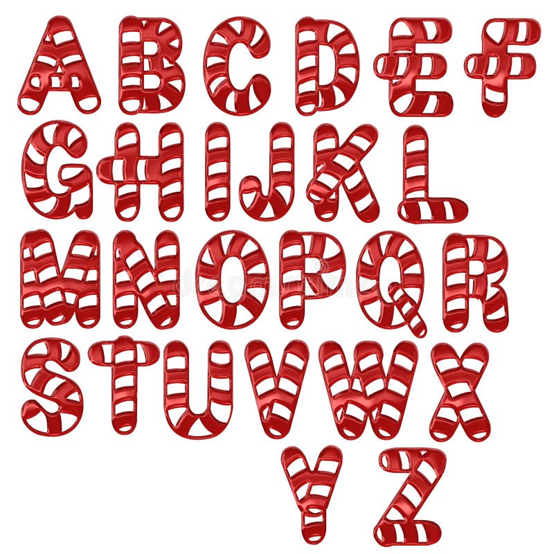Christmas Candy Cane Color Alphabet Letters Stock Illustration ...
