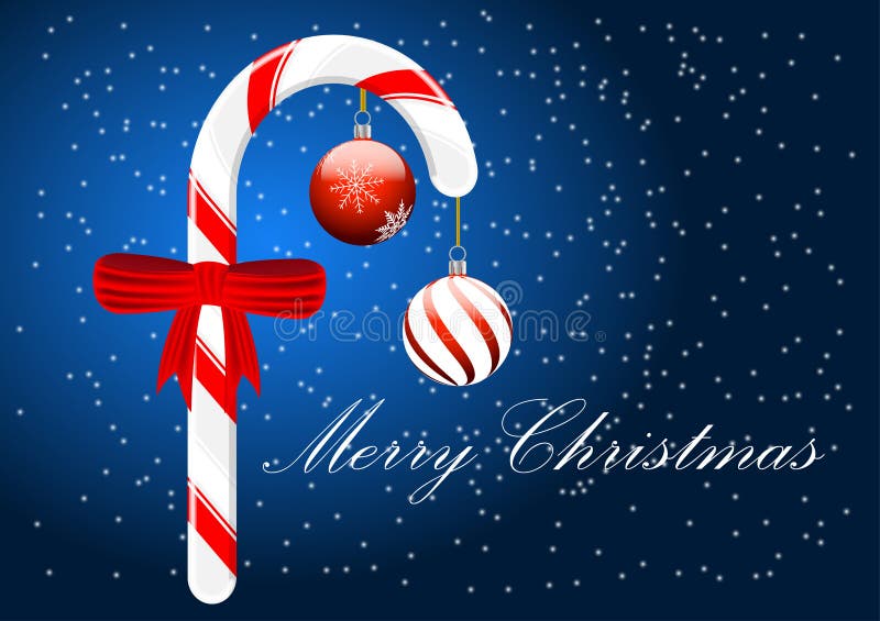 Candy Cane and Ball for Card Christmas Day Vector Illustration Stock ...