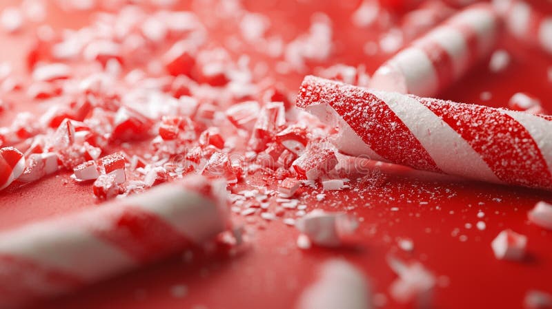 Candy Cane Broken into Pieces, Highlighting Sugary Texture Stock ...