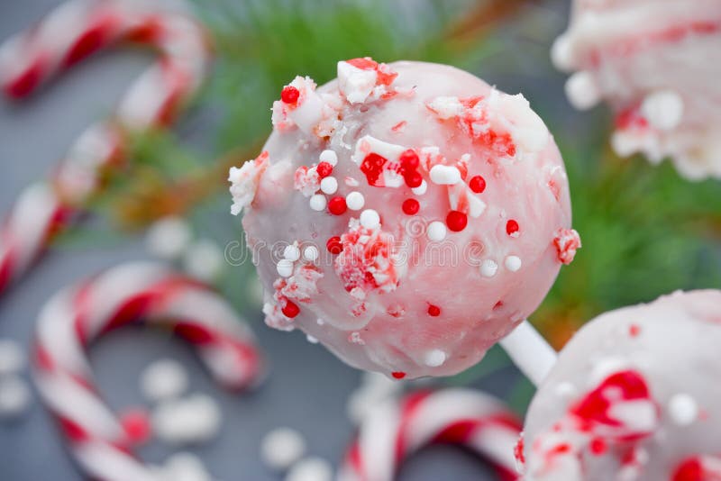 Candy Cane Cake Pops Christmas New Year Treats Stock Photos - Free ...