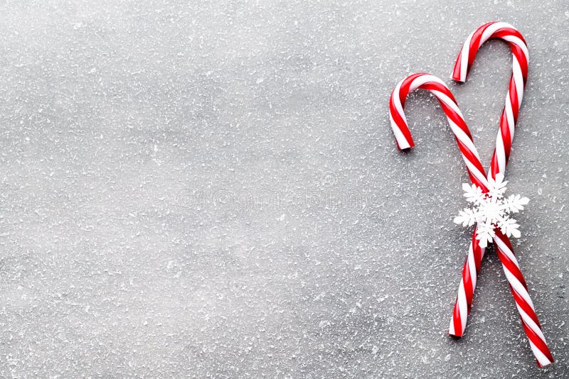 Candy Cane. Christmas Decors with Gray Background. Stock Photo - Image ...