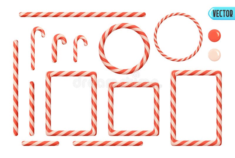 Candy Cane Christmas Set Decorations, Square Frame, Round Ring Frame ...