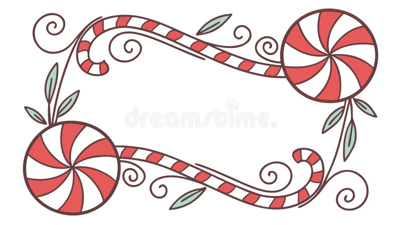 Candy Cane Corner Frames with Swirls, Sweet Festive Design Accents ...