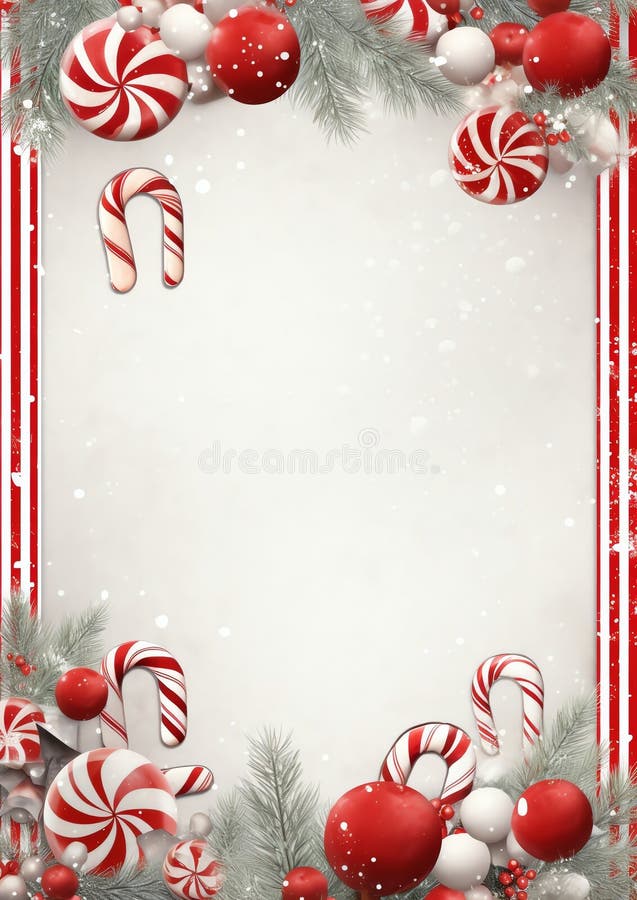 Candy Cane Lane Watercolor Winter Border Stock Illustration ...
