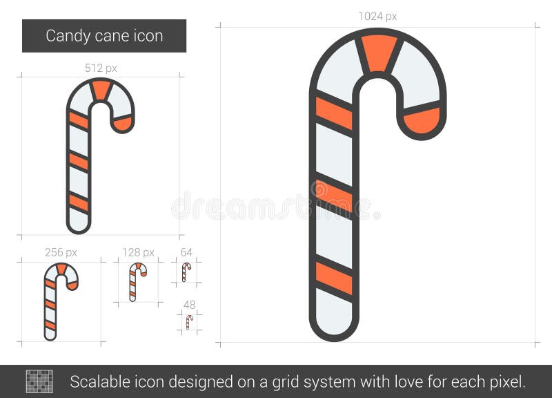 Candy cane line icon. stock vector. Illustration of celebration - 82900378
