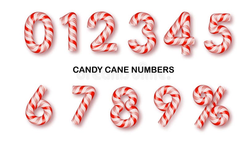 Candy Cane Numbers. Christmas Candy Style Vector Stock Vector ...