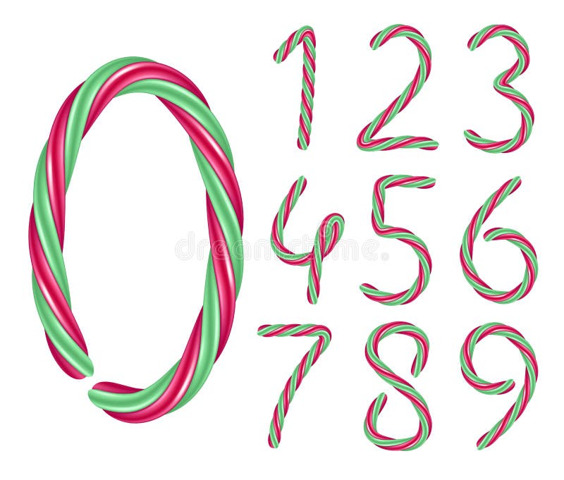 Candy Cane Numbers Set. Hard Candy Digits Stock Vector - Illustration ...