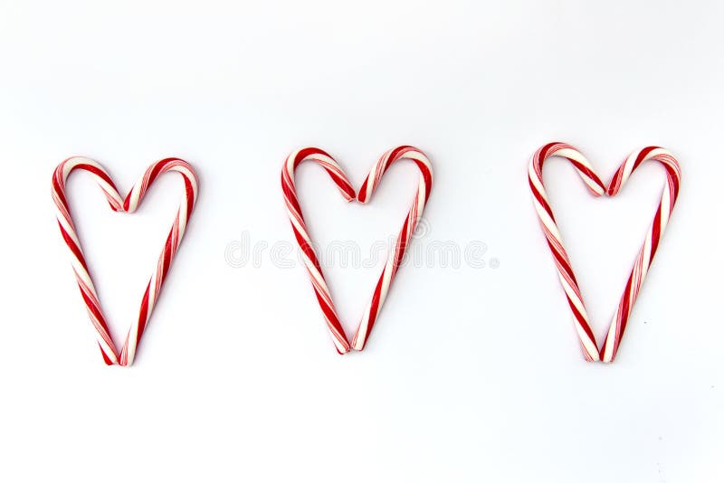 Candy Canes Hearts on White Stock Image - Image of card, year: 82487495