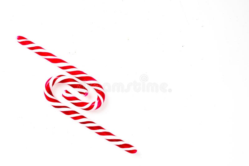 Candy Canes on a White Surface, Top View, Place for Text Stock Photo ...