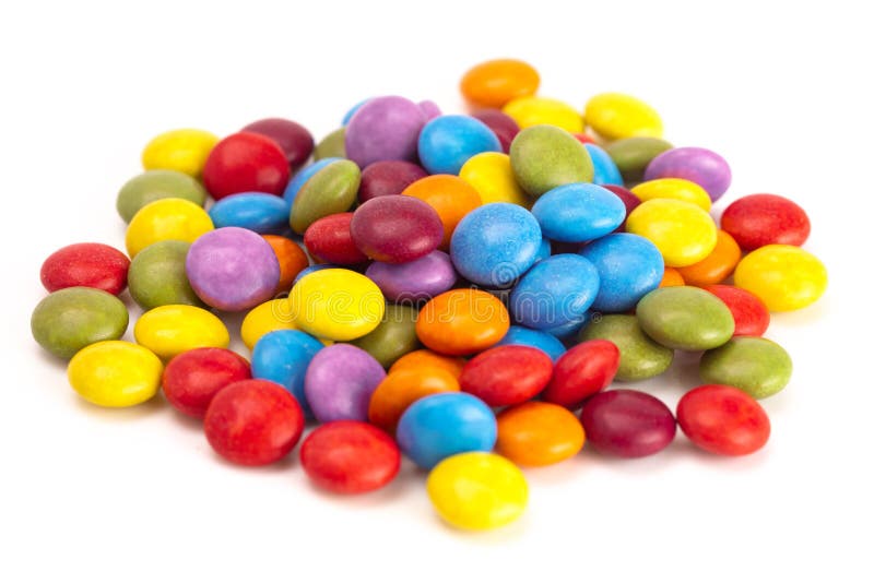 Candy Coated Chocolates on a White Background Stock Image - Image of ...