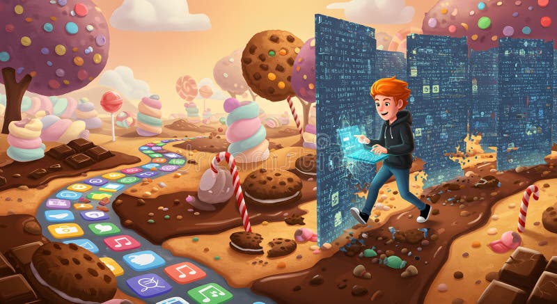 Candy Coded Dreams stock illustration. Illustration of child - 372913185