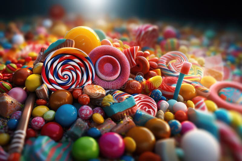 Colorful and Delicious Assorted Candy Collection on a Vibrant ...