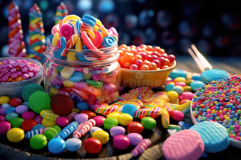 Colorful and Delicious Assorted Candy Collection on a Vibrant ...